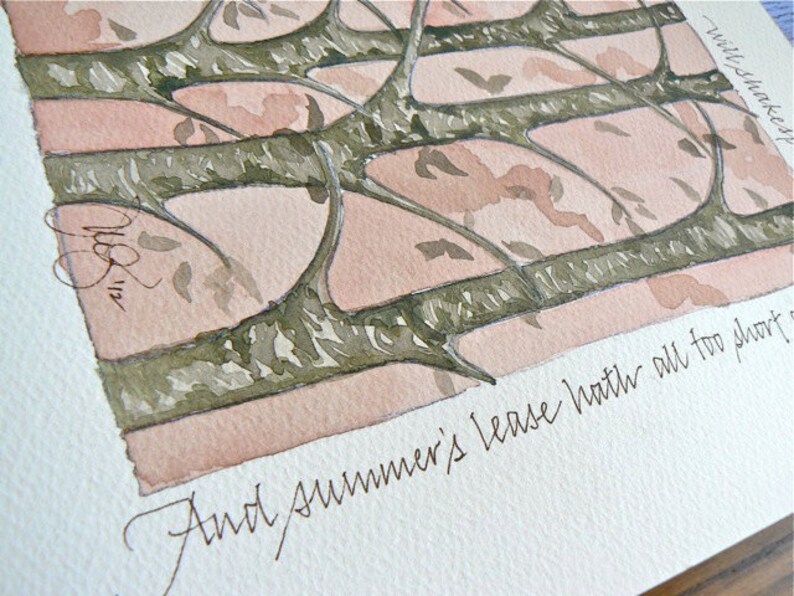 Shakespeare Sonnet 18 Excerpt, Numbered, Signed Watercolor 8x10 Print ...