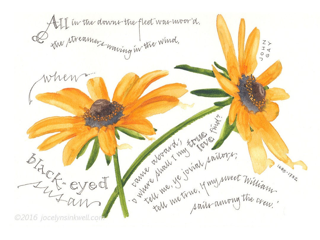 Black-eyed Susan, Poem Giclee Print From Original Watercolor Painting ...