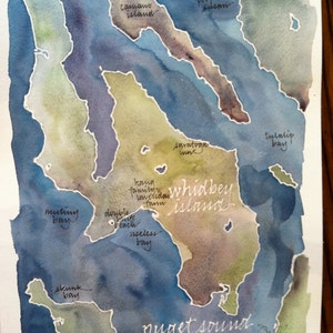 Custom Watercolor Vacation Honeymoon Map Original Painting With ...