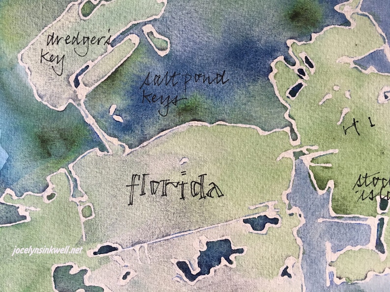 Key West, Florida Map, Original Signed Watercolor 11x14" Painting - Etsy