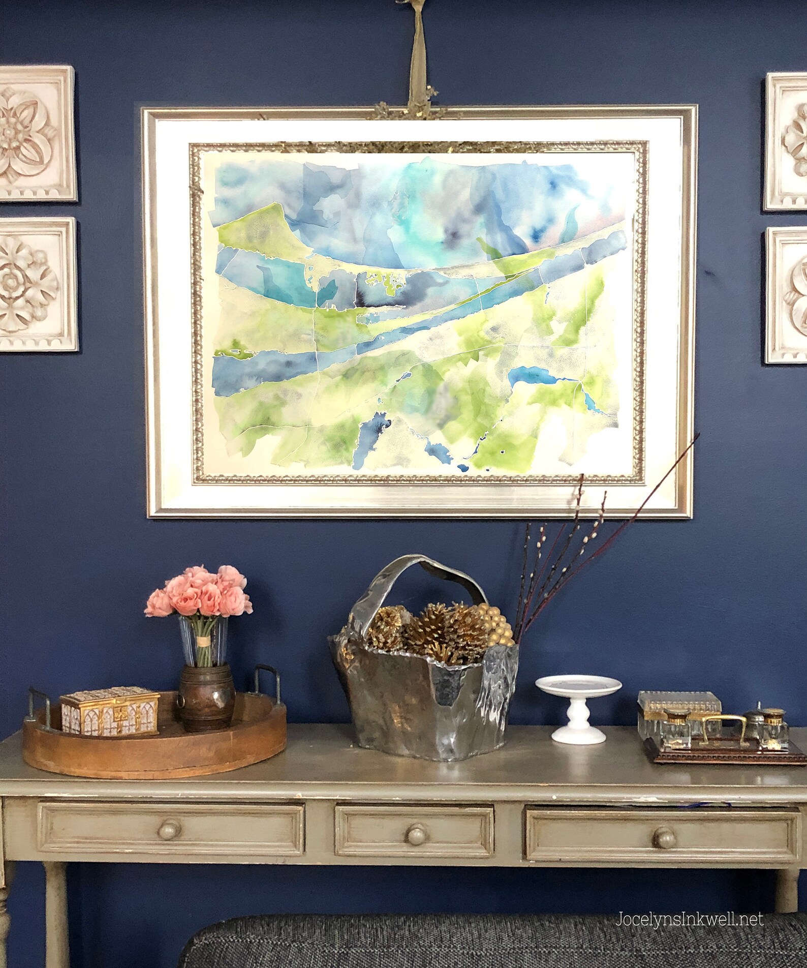 Over the Fireplace, CUSTOM Watercolor Map Painting, Enormous 22x30 ...