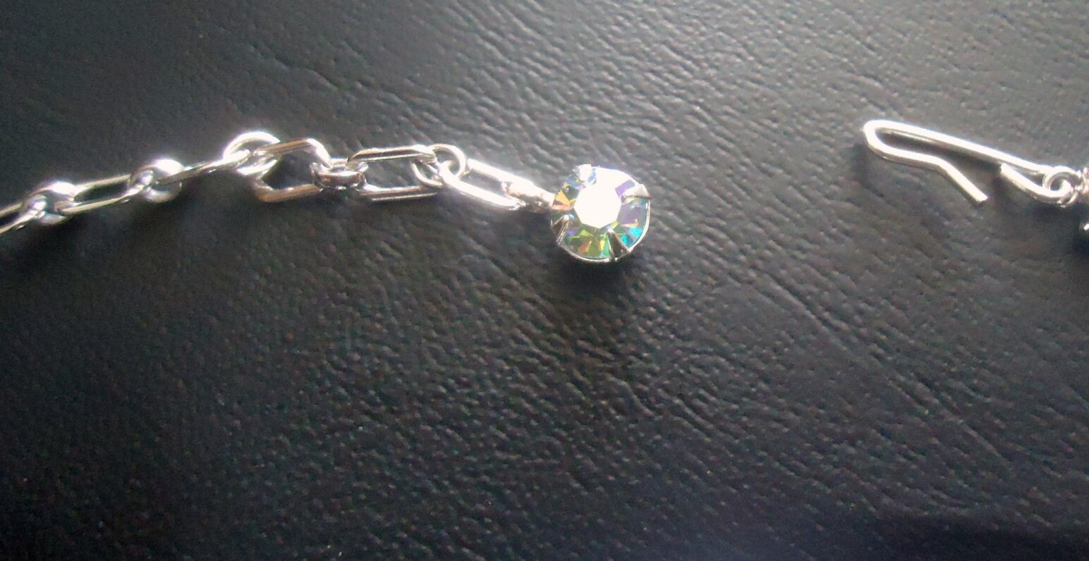 B. David Signed Blue Aurora Borealis Faceted Baguette Tennis Necklace ...