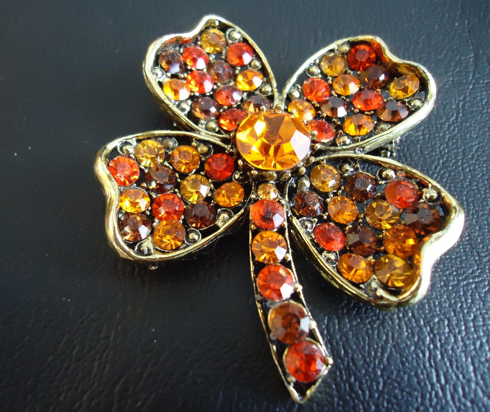 Delizza and Elster A/k/a Juliana Four Leaf Clover Flower Figural Brooch ...