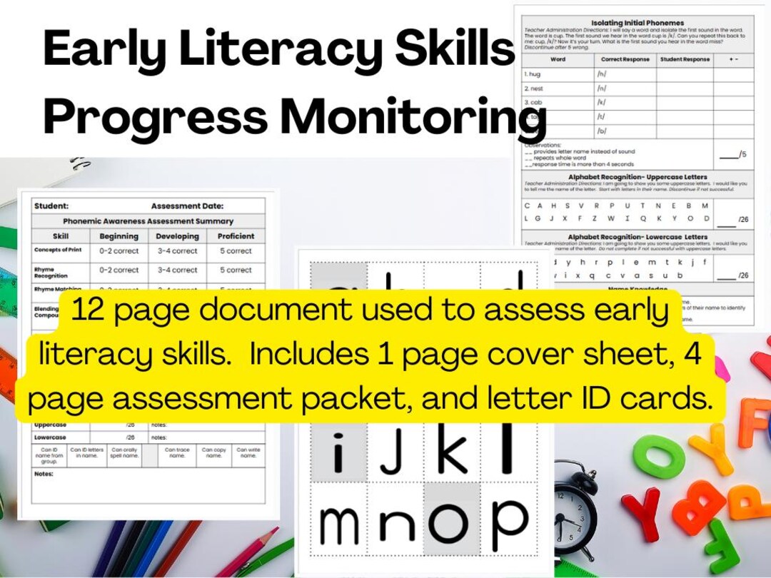 Early Literacy Assessment for Prek - Etsy