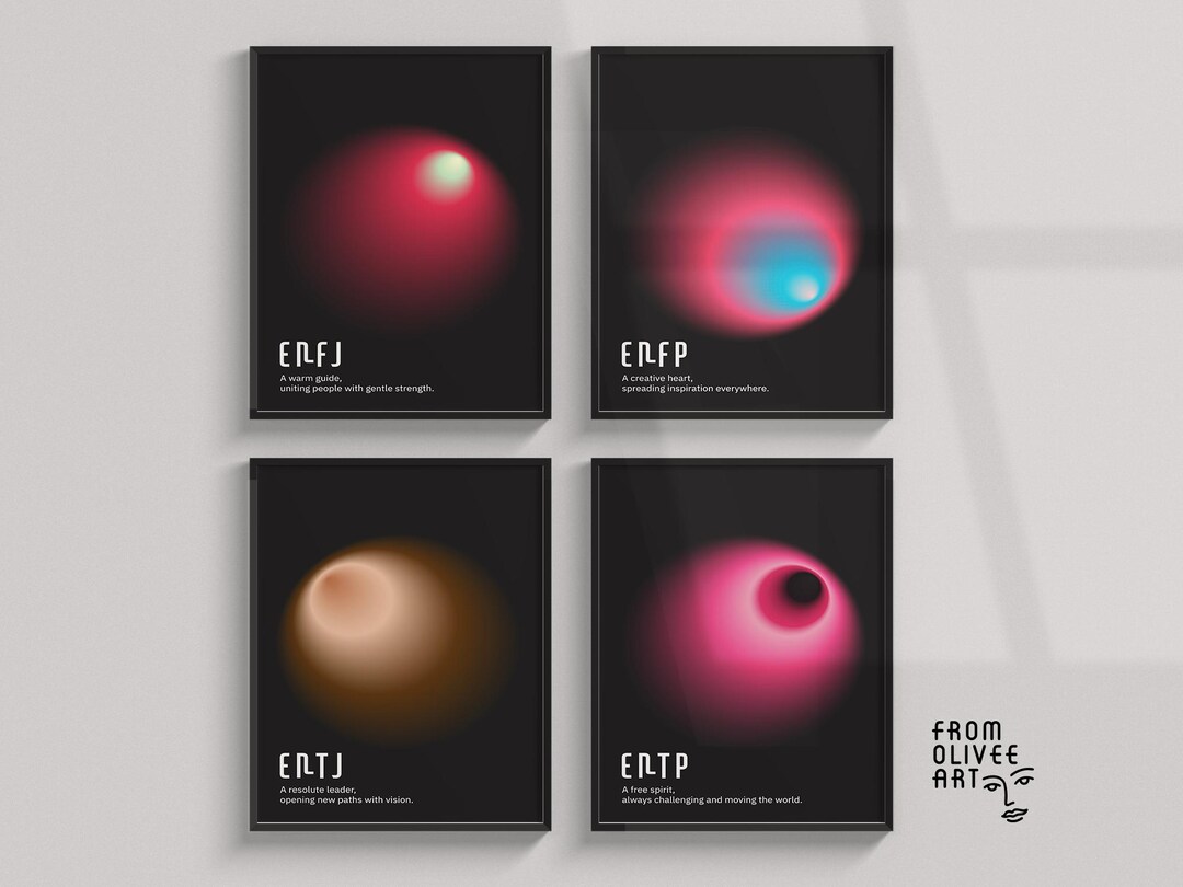 MBTI Extrovert Personality Prints: Gradient Wall Art Set (digital ...