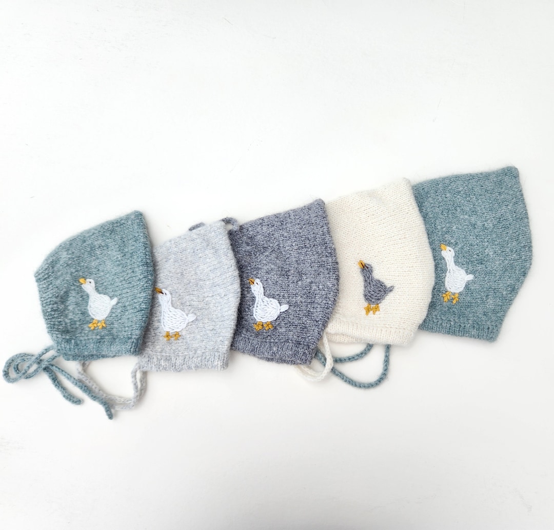 Made to Order Baby Bonnets With Goose Embroidery. Alpaca Baby Bonnet ...