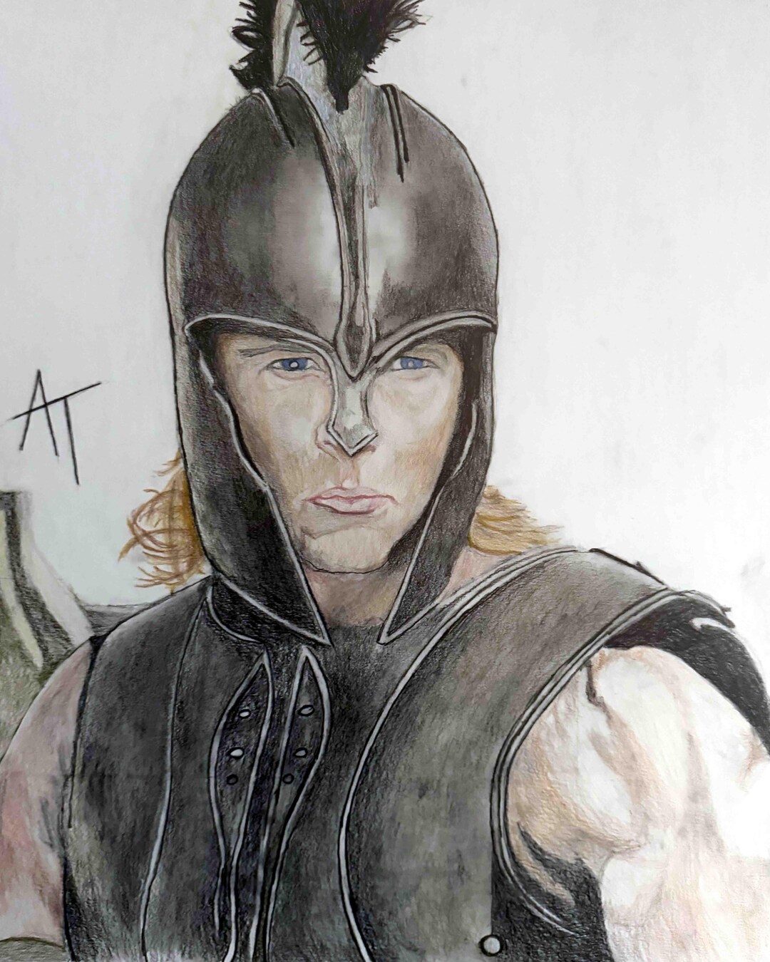Brad Pitt Troy Fan Art Charcoal Print - Etsy