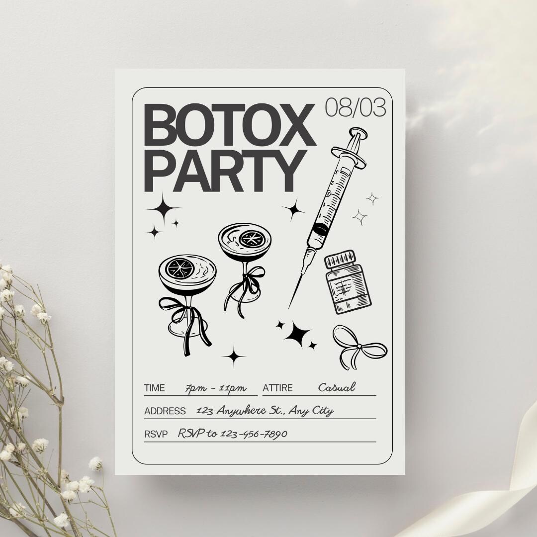 Hand Drawn Style Botox Party Invitation Template | Downloadable Party ...