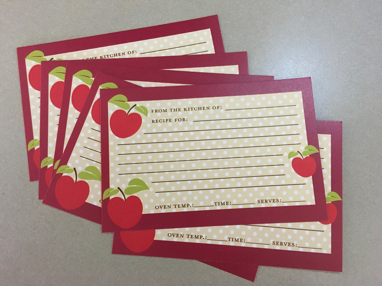 6 Apple Cherry Recipe Cards - Etsy