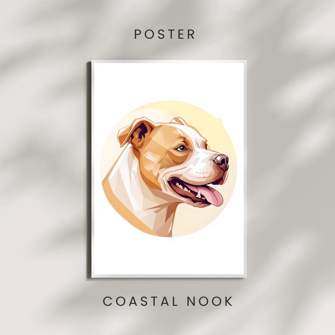 Pitbull Wall Art | Dog Digital Download | Printable Pitbull Decor | Pet ...
