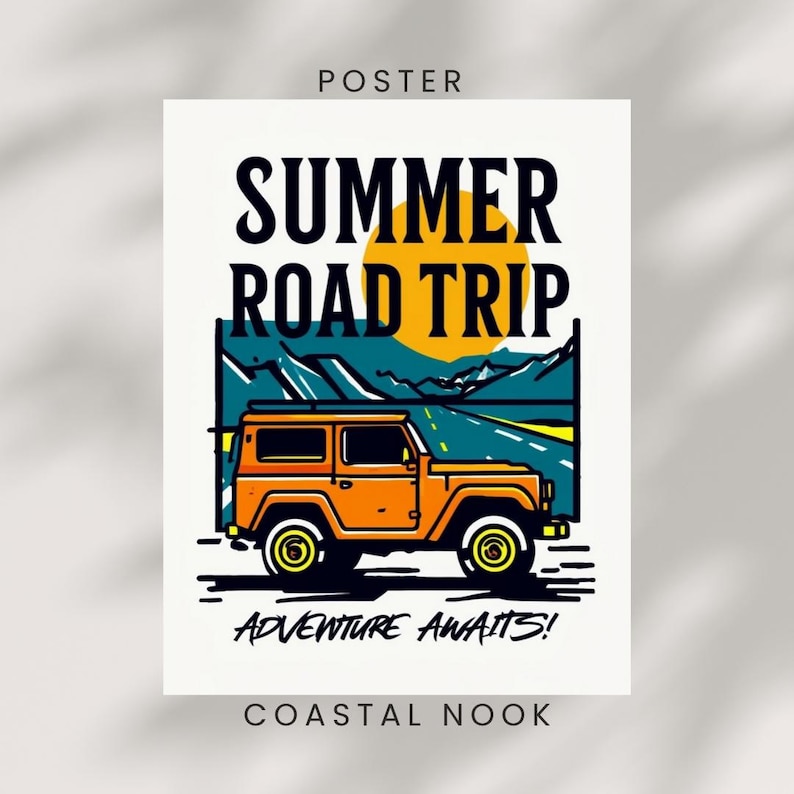 A4 Summer Road Trip Poster With 4WD – Adventure Wall Art, Off-road ...