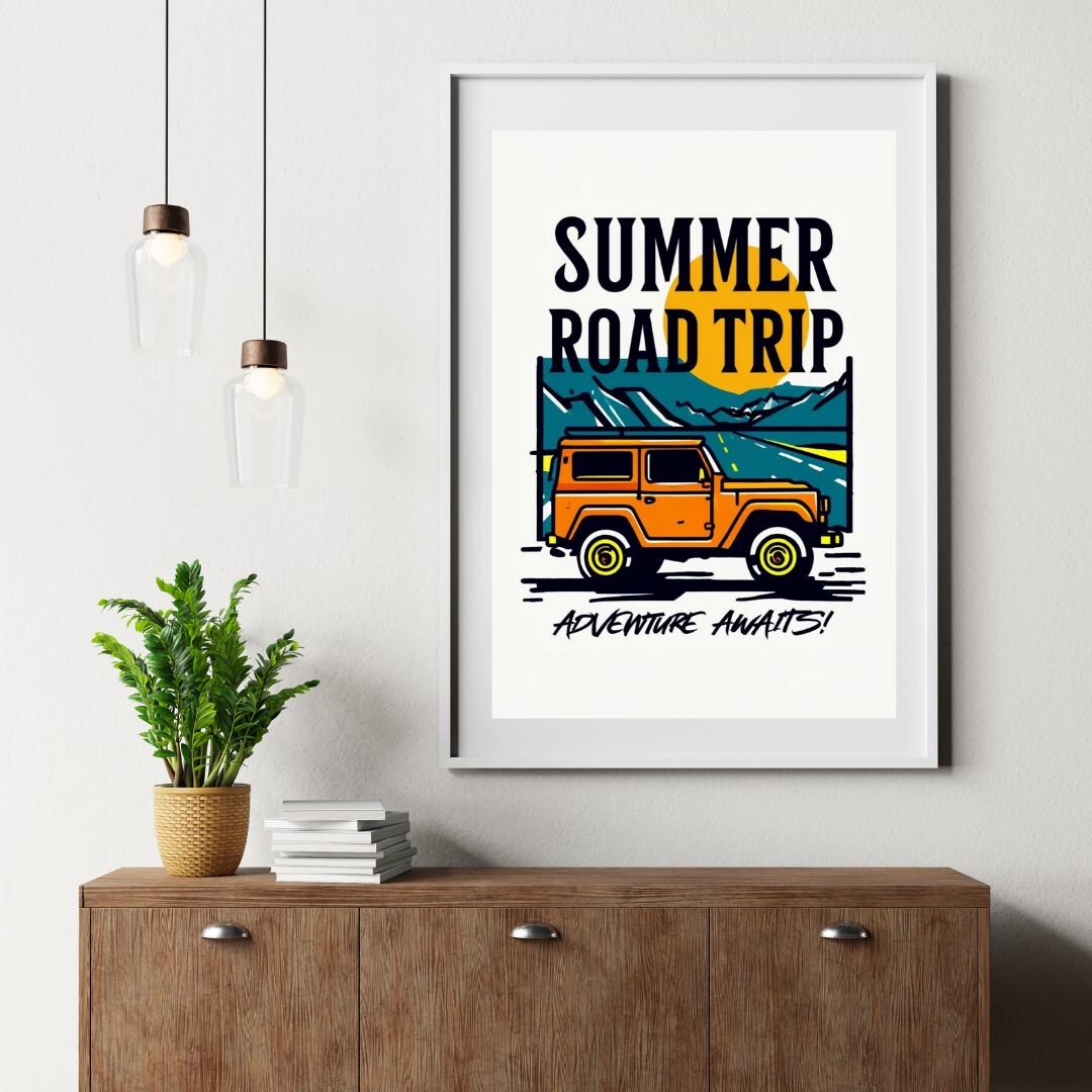 A4 Summer Road Trip Poster With 4WD – Adventure Wall Art, Off-road ...