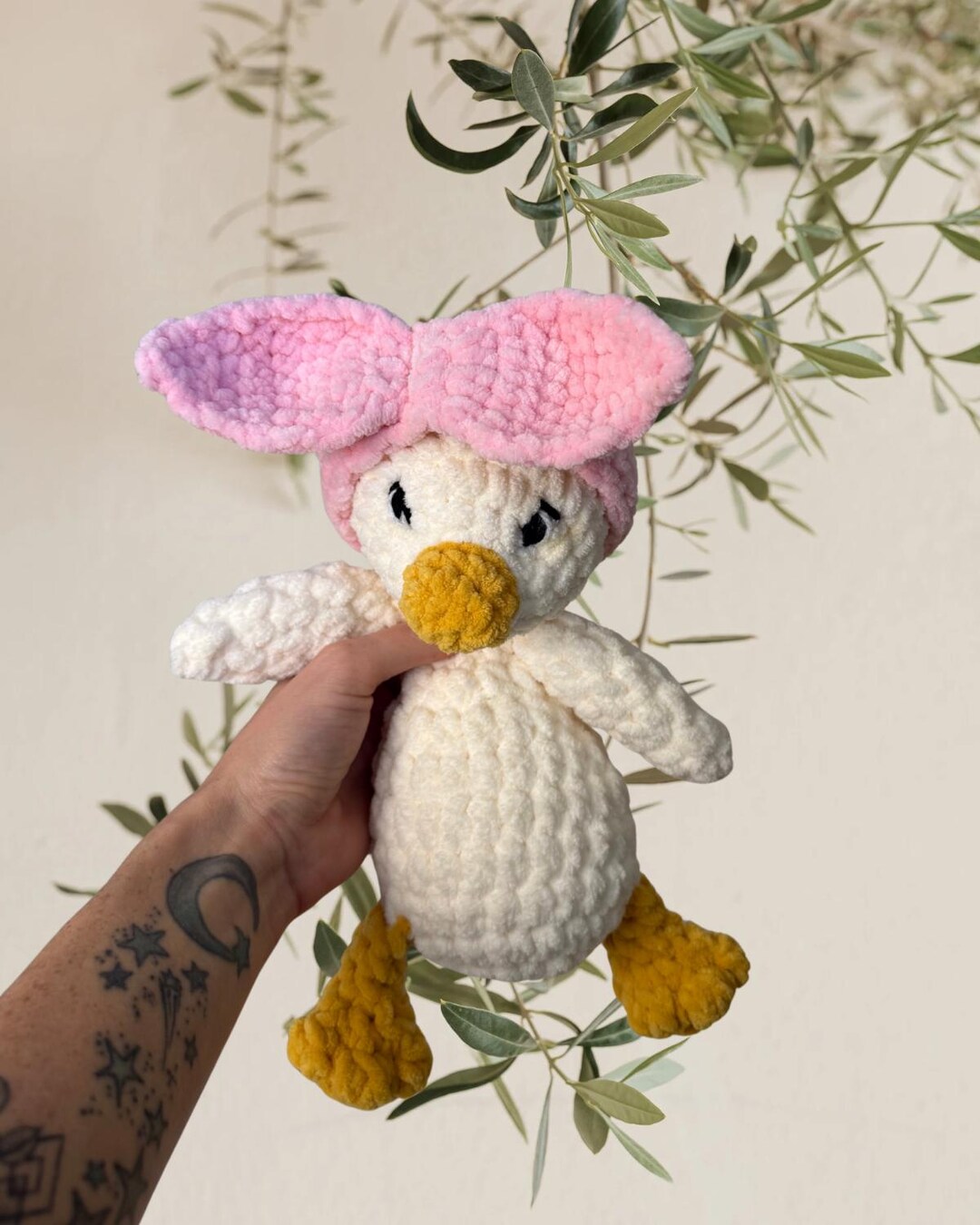 Gift for Baby Girl Crochet Lovey Duck Plushie Handmade Security Toy ...