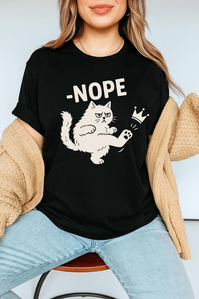 Funny Grumpy Cat PNG – Nope Crown Kick Cute Cat Clipart for Sublimation ...