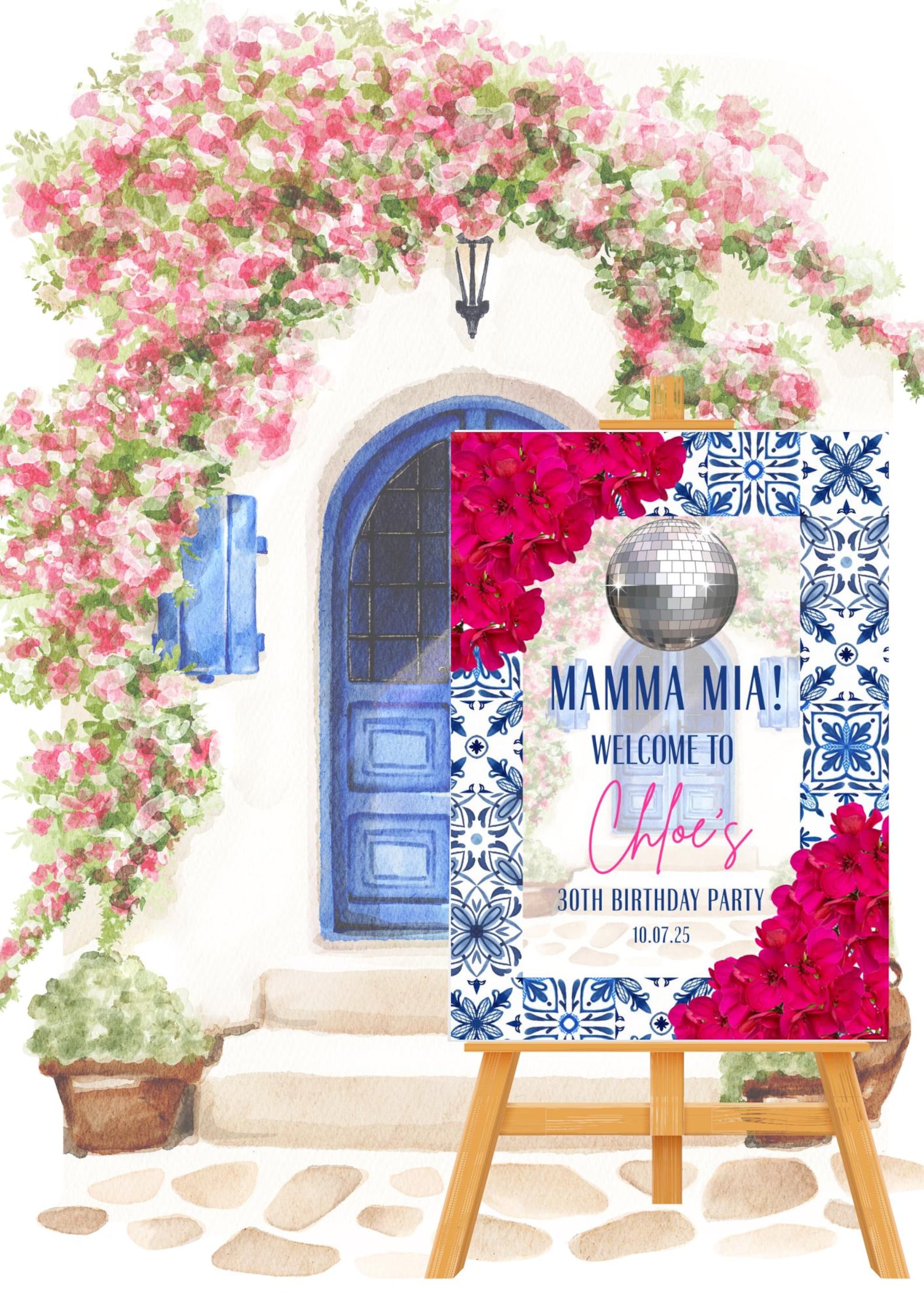 Mamma Mia Party Welcome Sign Printable | ABBA Theme Party Decor ...