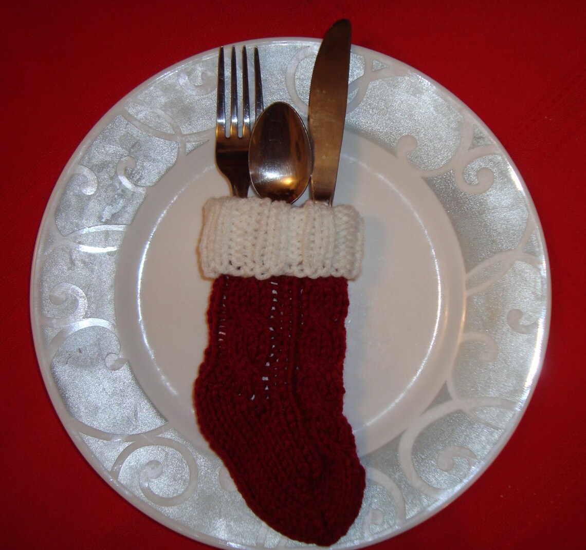 Knitted Christmas Stocking Silverware Holder PATTERN - Etsy