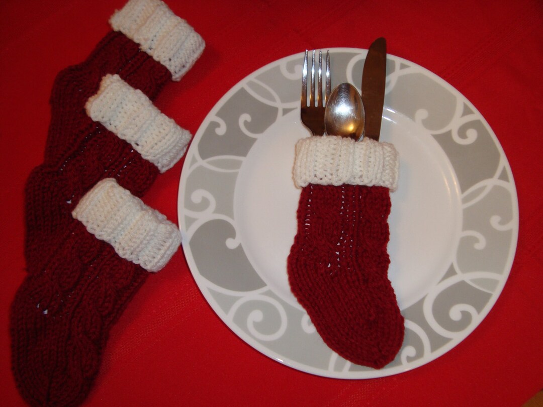 Knitted Christmas Stocking Silverware Holder PATTERN - Etsy