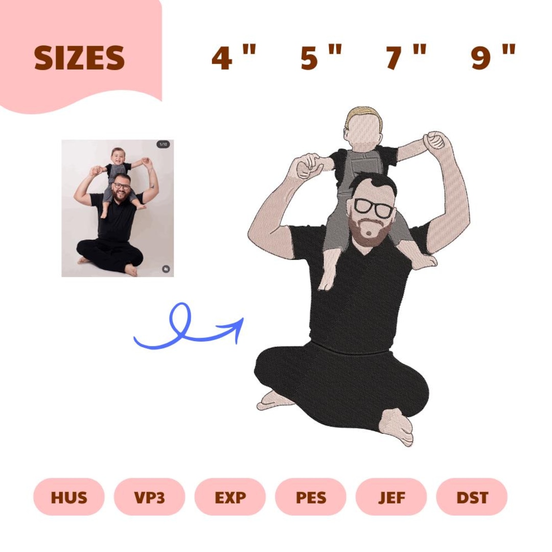 Photo to Embroidery File, Custom Portrait Embroidery Design, Family ...