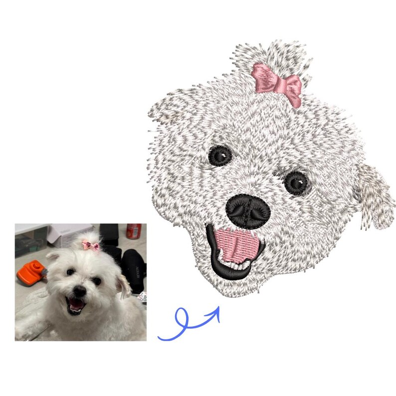 Custom Pet Embroidery Design File , Personalized Dog Portrait ...