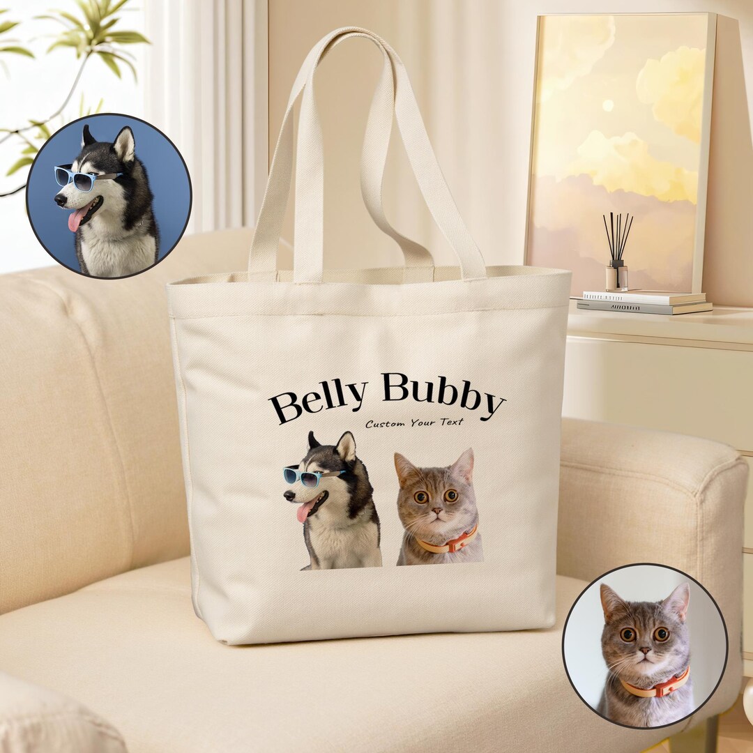 Personalized Pet Lover Tote Bag Custom Dog Portrait Bag Cute Gift for ...