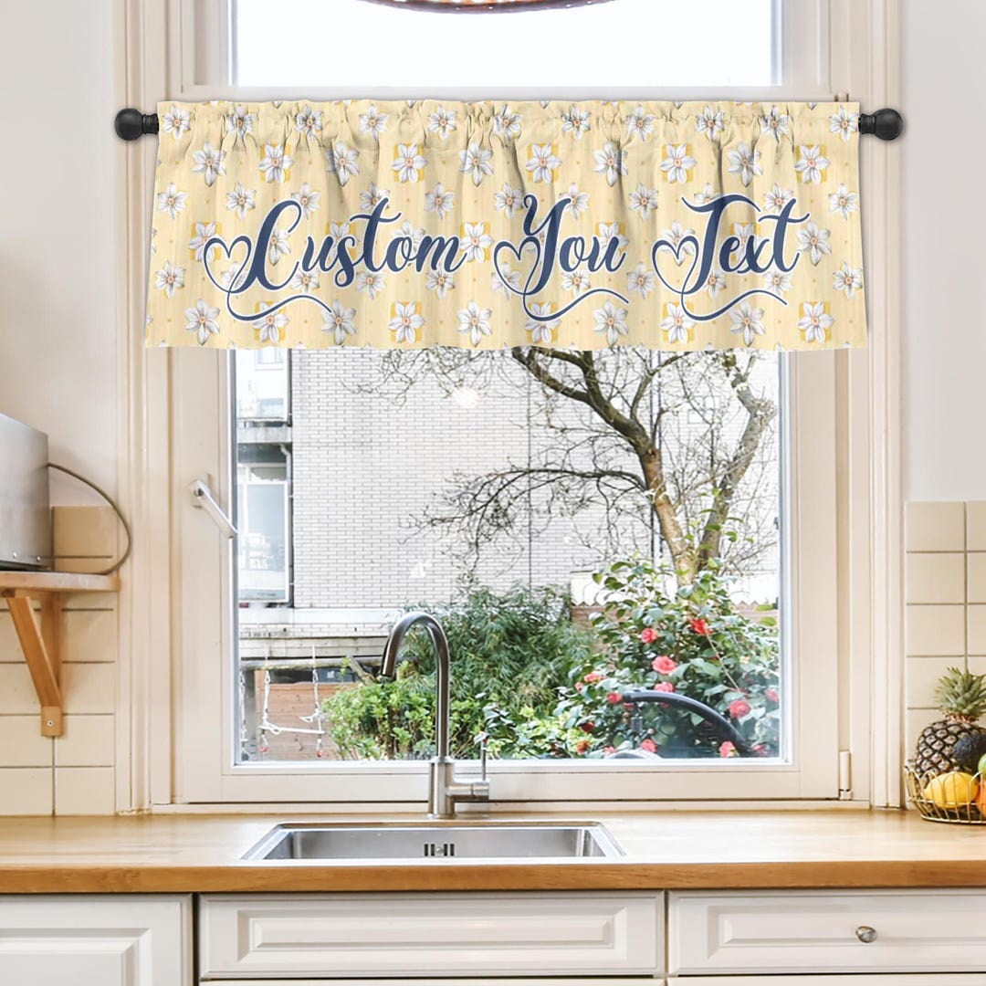 Personalized Photo for Windows Curtains Custom Any Text Image Kitchen ...