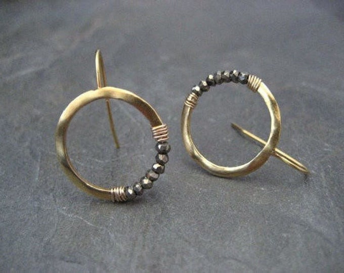 Pyrite Hoops, Gold Hoops, Faceted Pyrite, Crescent Earrings, Pyrite ... Pyrite Hoops, Gold Hoops, Faceted Pyrite, Crescent Earrings, Pyrite ...