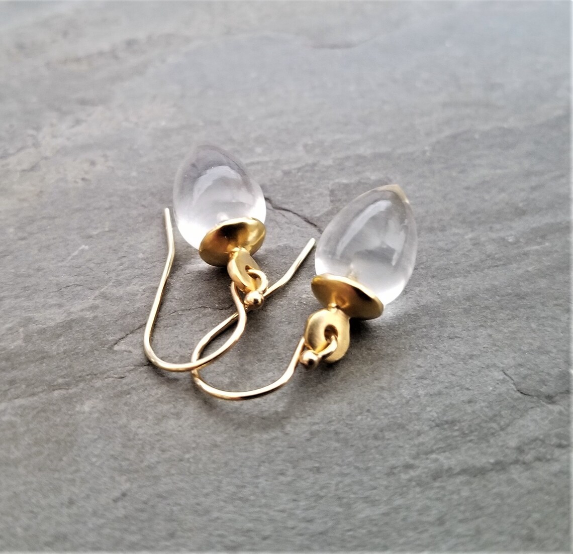 Rock Crystal Quartz Inverted Teardrop Dangle Earrings Crystal - Etsy