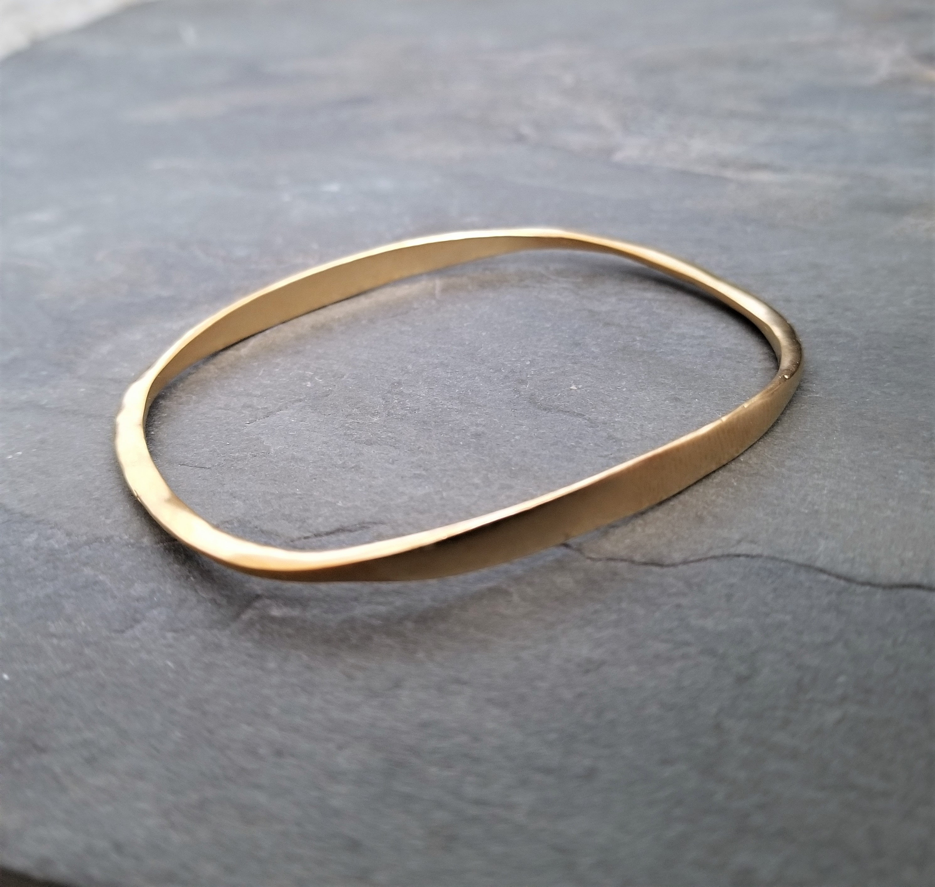 Oval Bangle Bracelet Gold Stacking Bangle Asymmetrical | Etsy