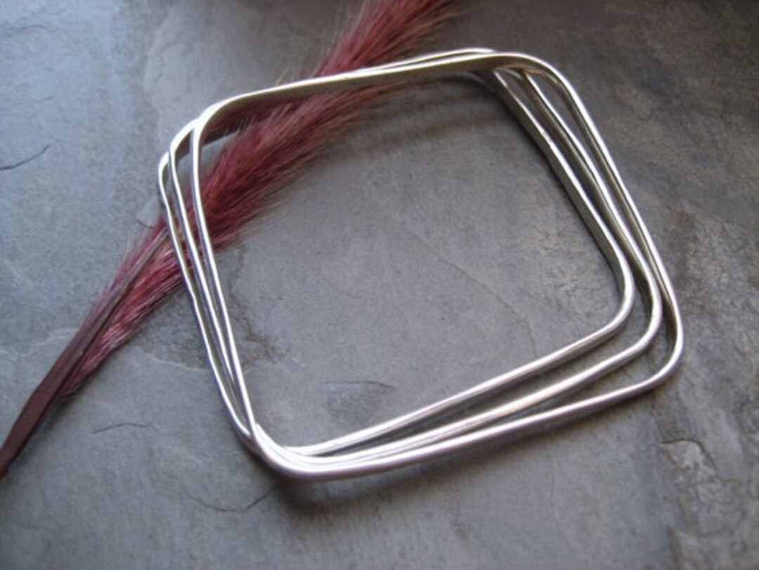 Square Bangles, Silver Bracelets, Stacking Bangles, Oxidized Silver ...