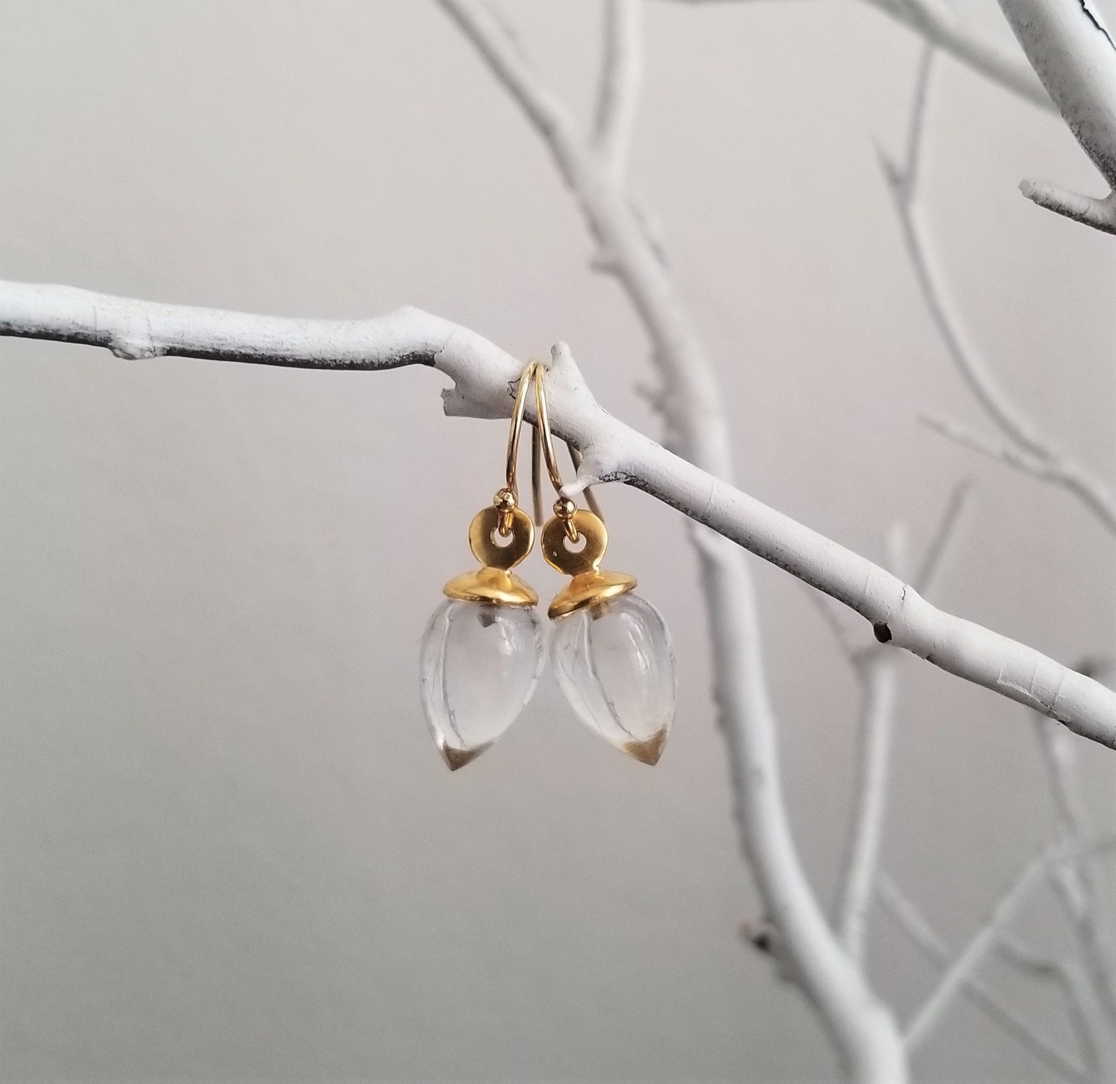 Rock Crystal Quartz Inverted Teardrop Dangle Earrings Crystal - Etsy