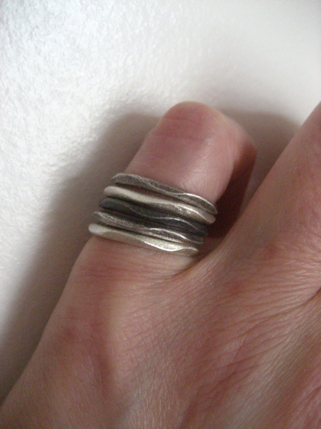 Stacking Rings Wavy Rings Mixed Metal 5 Bands Textured - Etsy
