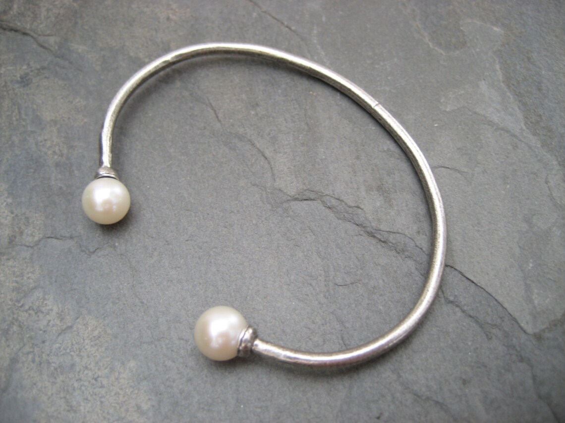 Double Pearl Cuff Cultured Pearl Silver Cuff Gold Cuff - Etsy