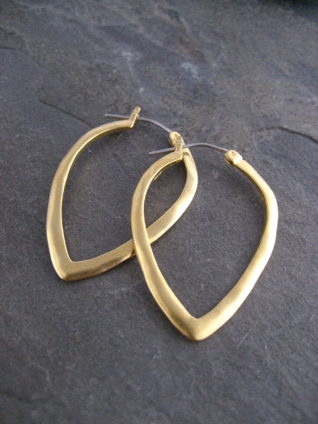 Rounded V- Shaped Hoops, Wavy Shape, Simple Satin Gold or Oxidized ...