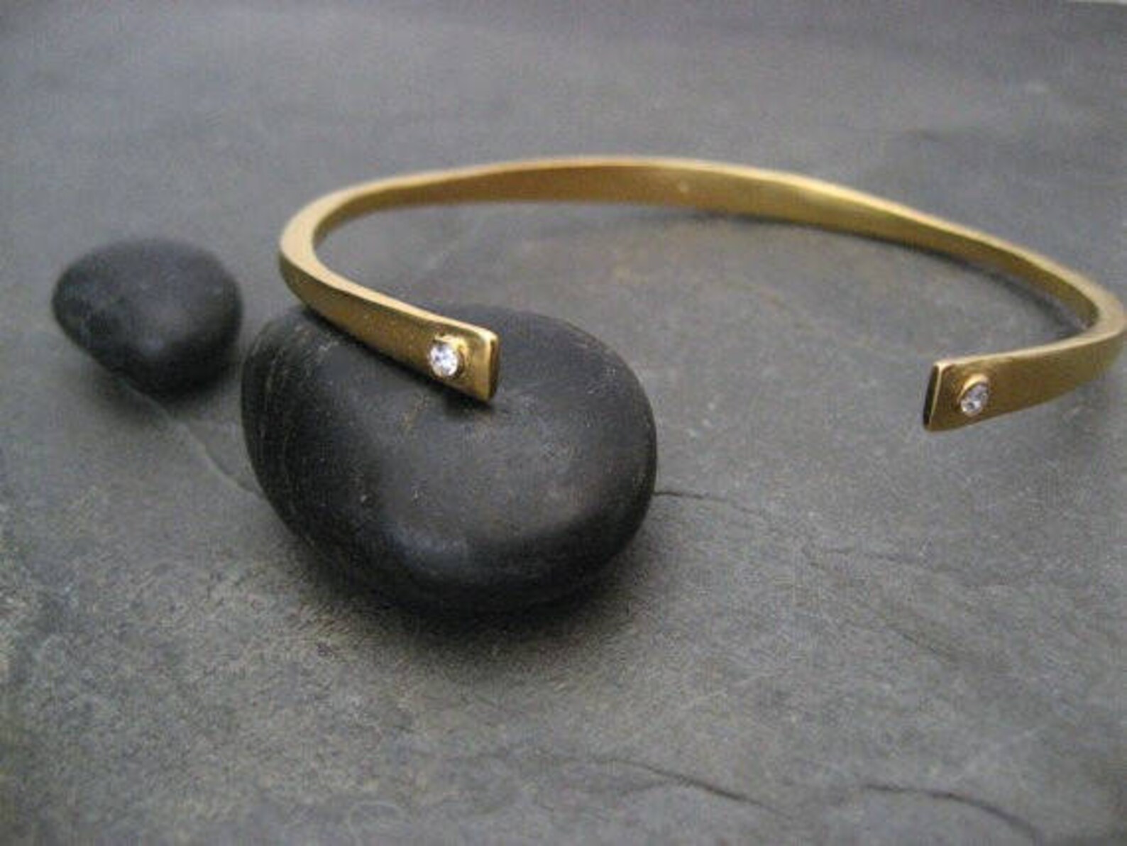 Cuff Bracelet Gold Open Bangle Cubic Zirconia Stacking - Etsy