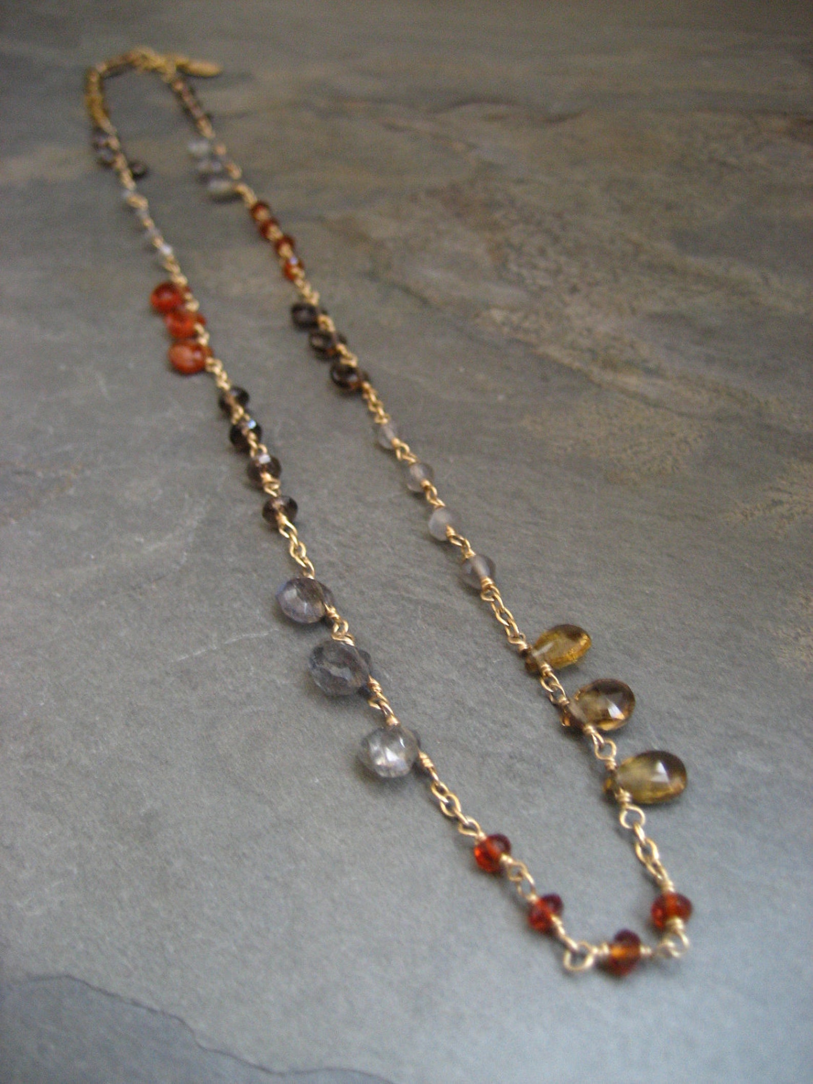 Multi Gem Stone Necklace Gold Filled - Etsy