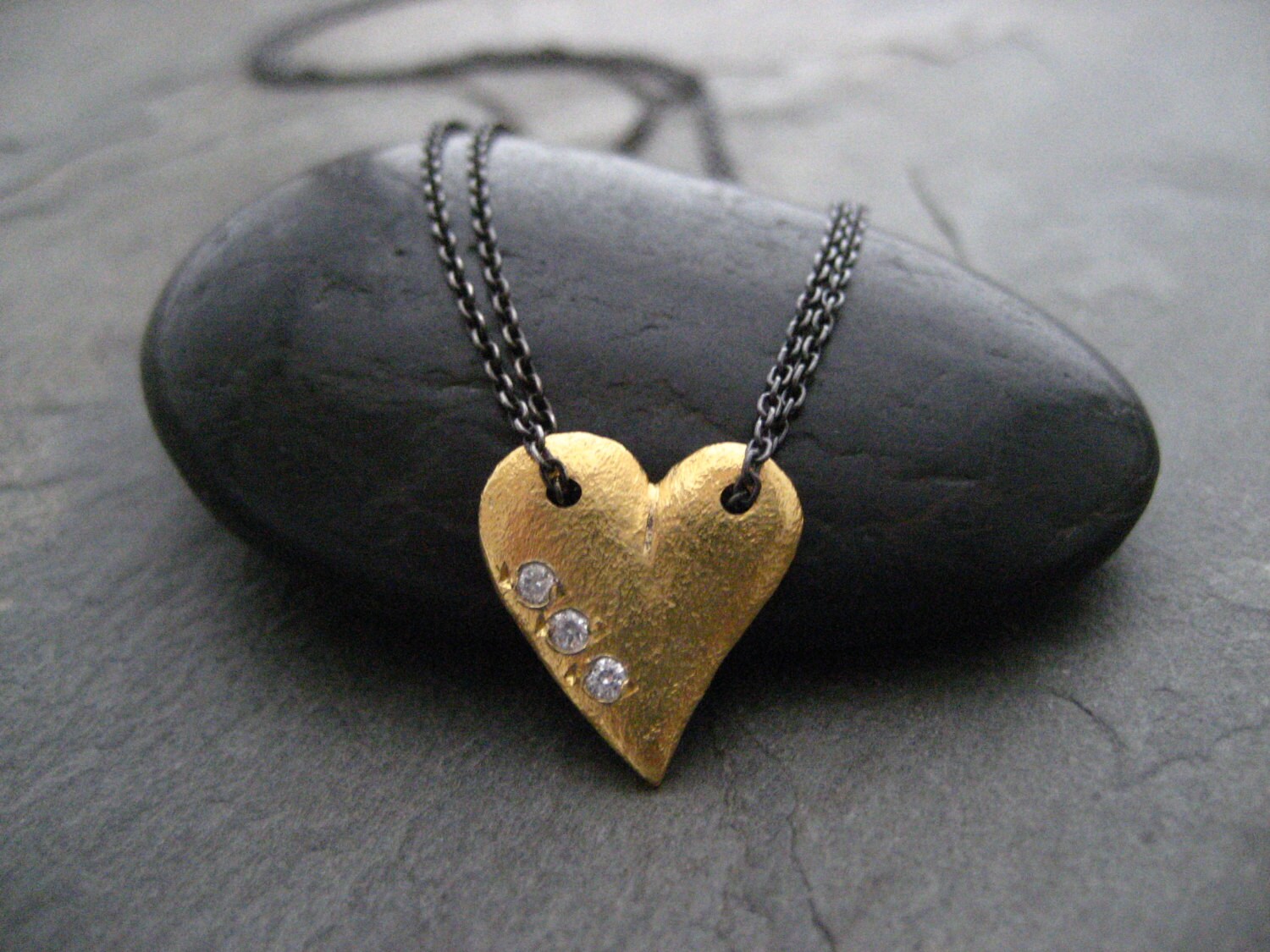Heart of Gold, Heart Pendant, Love Necklace, Valentine, Heart With ...