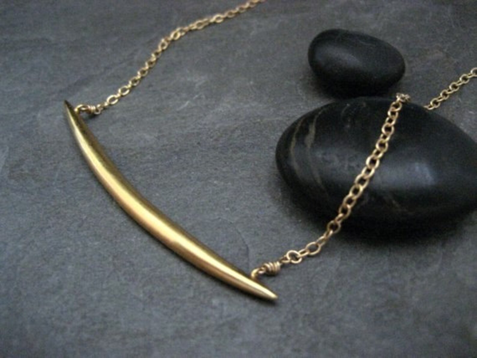 Quill Necklace Curved Bar Gold Quill Curved Pendant - Etsy