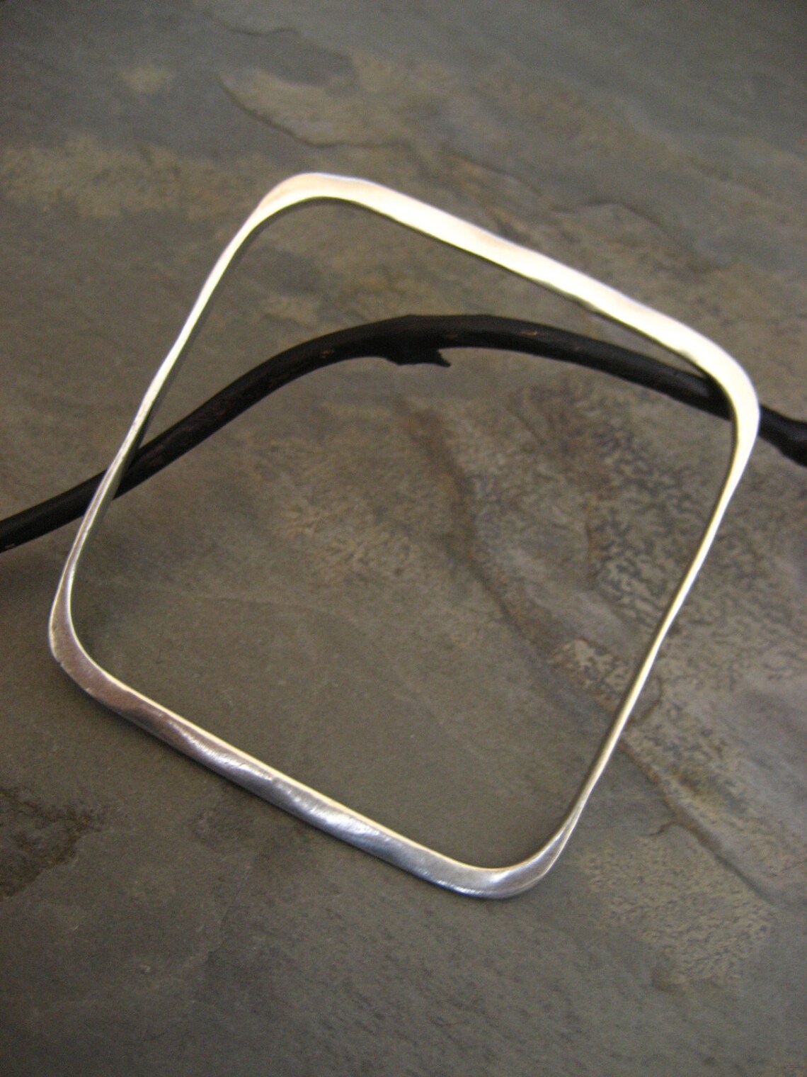 Square Asymmetrical Bangle Solid Sterling Silver - Etsy