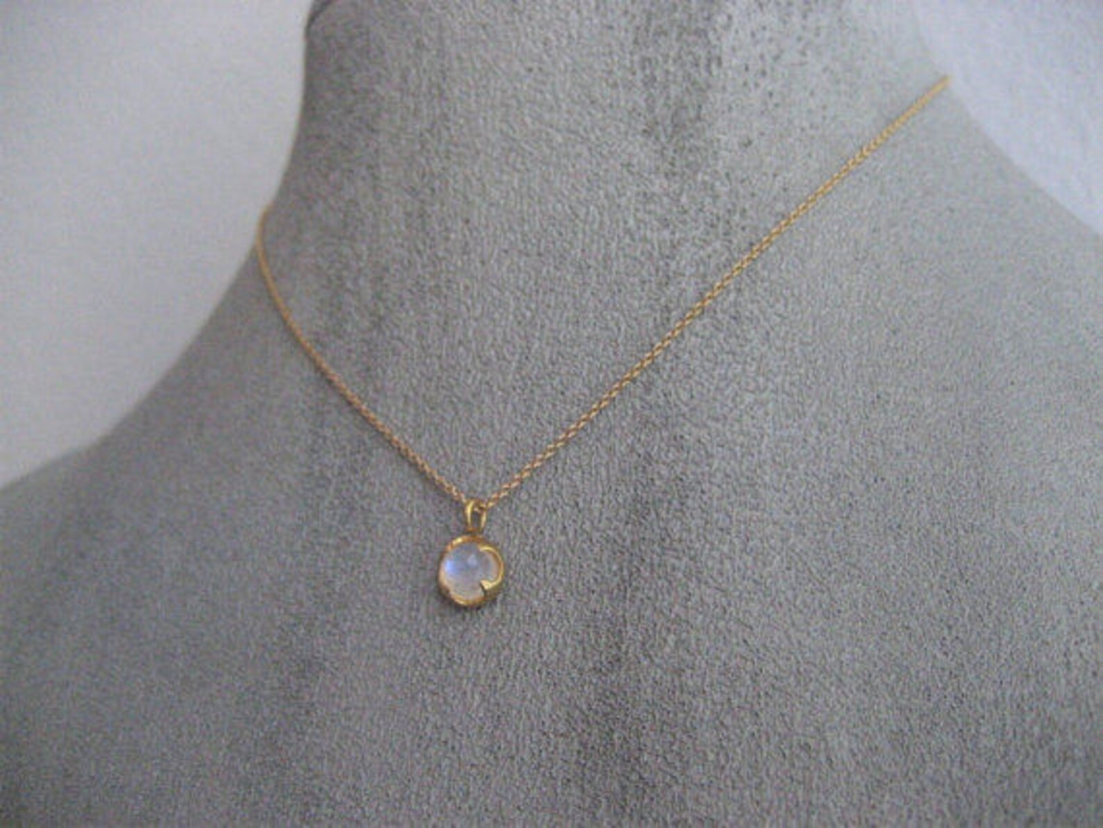 Moonstone Necklace 14k Rose Gold Rainbow Moonstone Faceted - Etsy