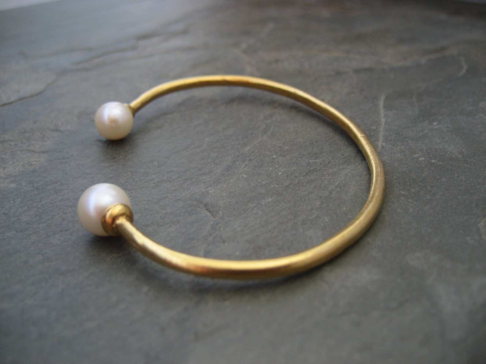 Double Pearl Cuff, Cultured Pearl Bracelet, June Birthstone, Natural ...