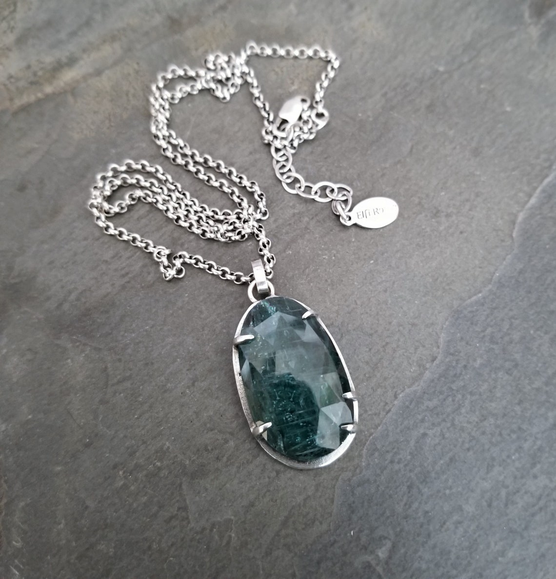 Rare Indigo Kyanite Pendant Necklace Rose Cut Gemstone Set in - Etsy