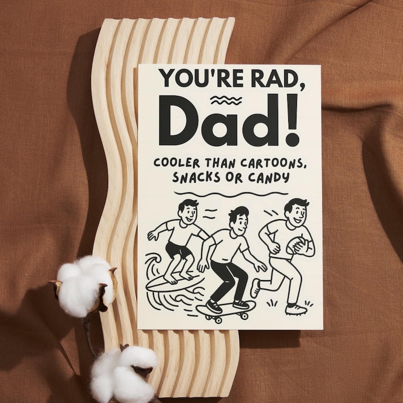 Rad Dad Printable Card for Father's Day Surfing Cards From Daughter My ...