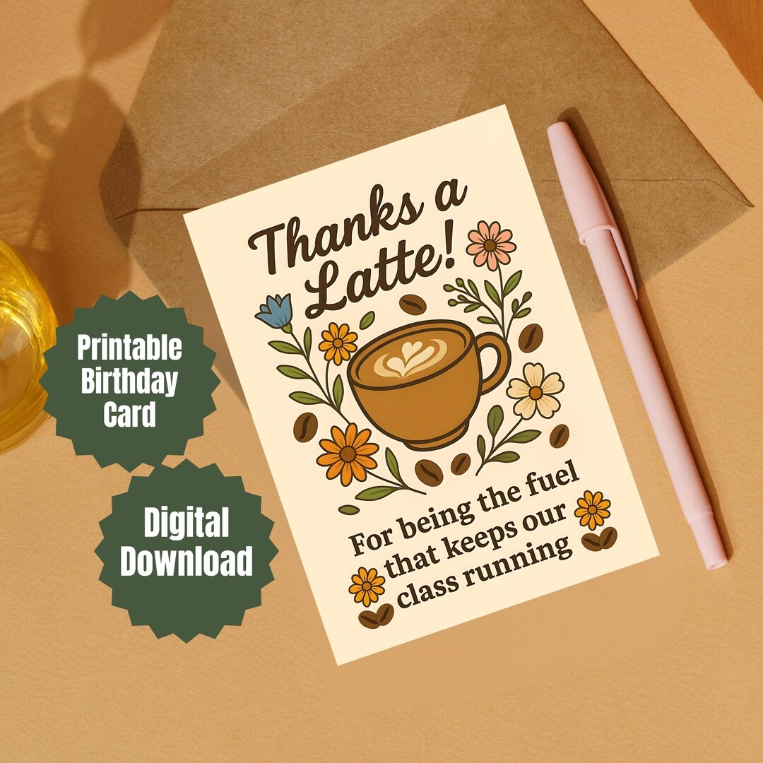Printable Teacher Thank You Card, Coffee Design (digital Download) - Etsy
