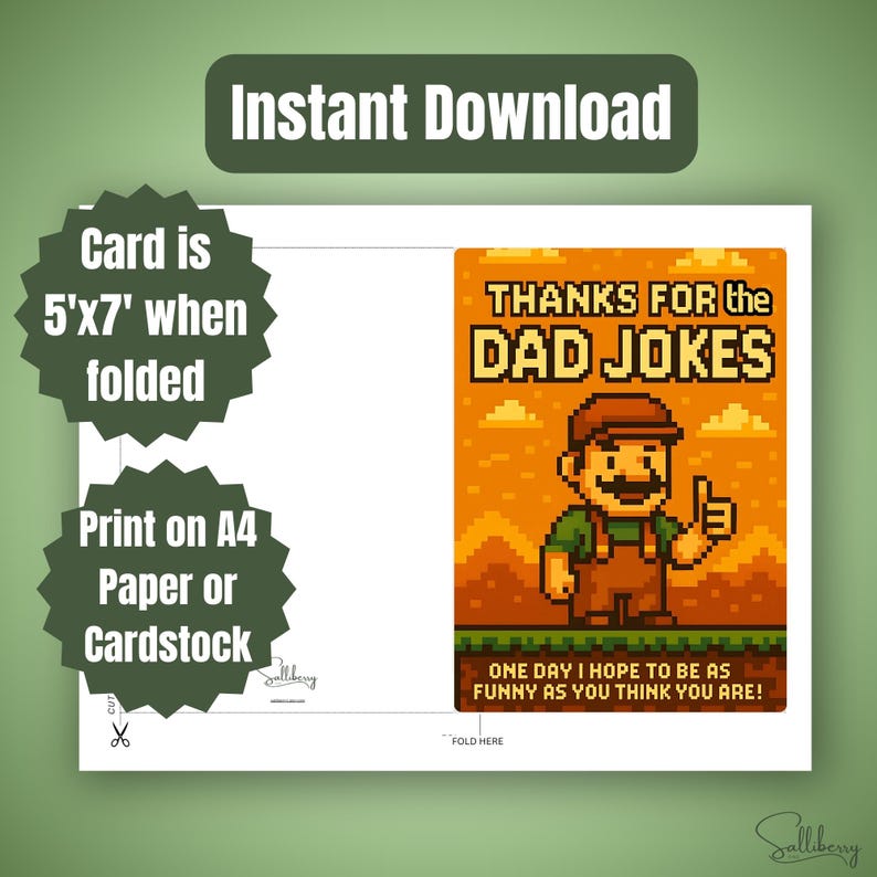 Dad Joke Printable Card for Father's Day Gaming Card From Daughter My ...