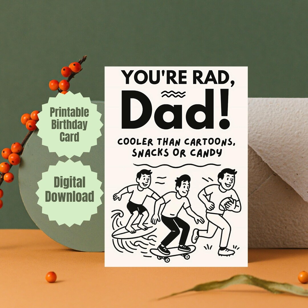 Rad Dad Printable Card for Father's Day Surfing Cards From Daughter My ...