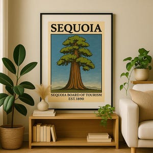 Sequoia National Park Art Print – Vintage Style Poster, Retro Travel ...