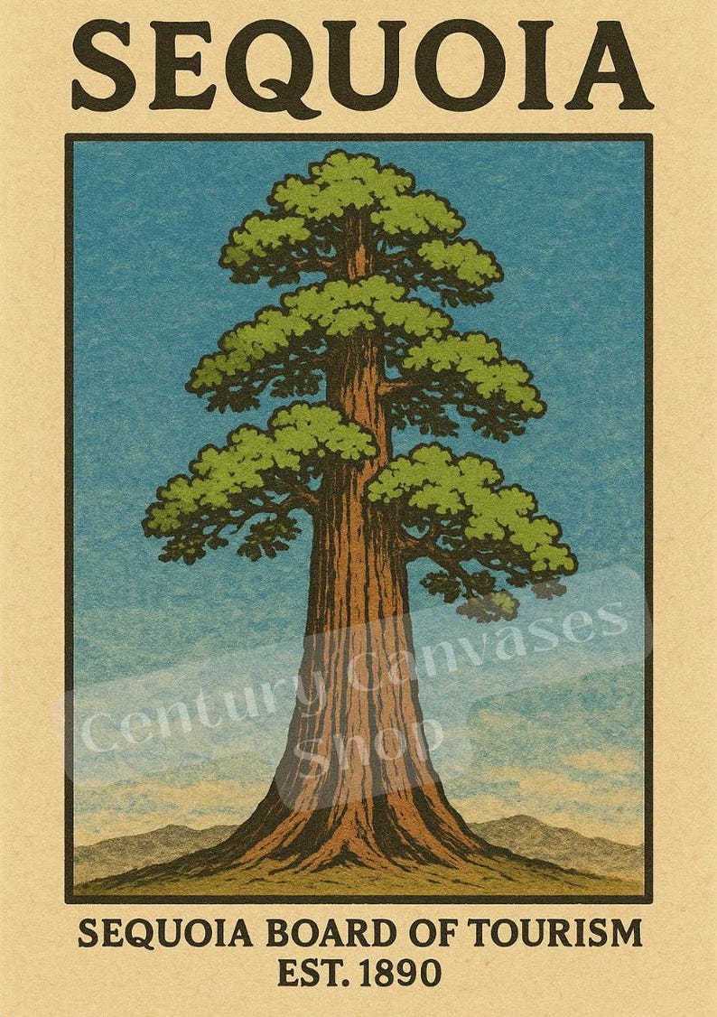 Sequoia National Park Art Print – Vintage Style Poster, Retro Travel ...