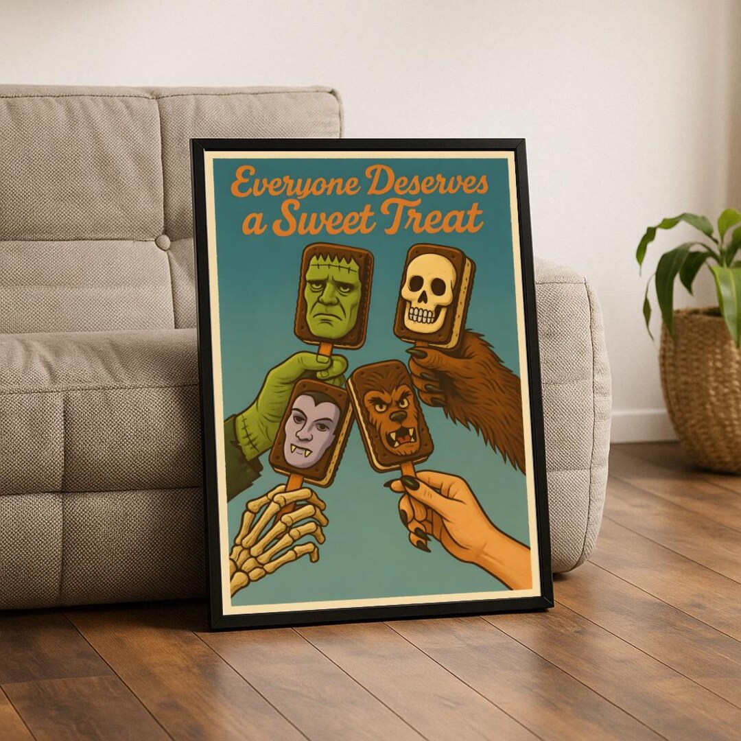 Summerween Monsters Art Print – Funny Halloween Poster, Vintage Style ...