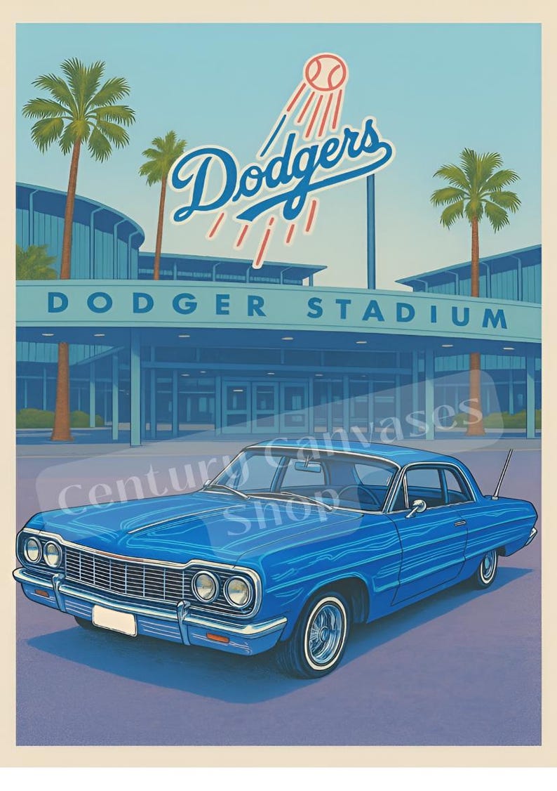 Dodger Stadium Art Print – Los Angeles Baseball Wall Art, LA Dodgers ...