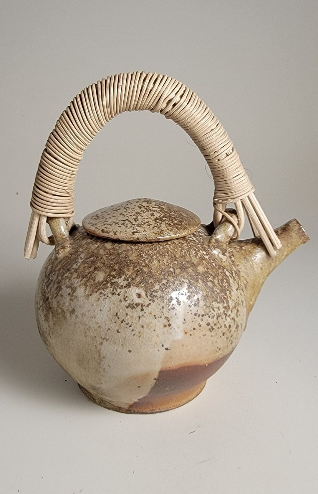 Wood-fired Tea Pot With Cane Handle #776 - Etsy